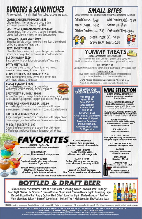 Food Menu | Scully's Sports Bar & Grill